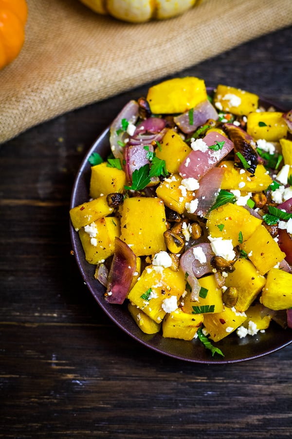 Oven Roasted Pumpkin With Feta And Pistachio Vegetarian Side Dish Recipe