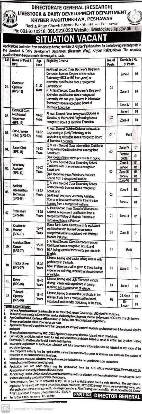 Livestock And Dairy Development Kpk Jobs 2023 Application Form Applying