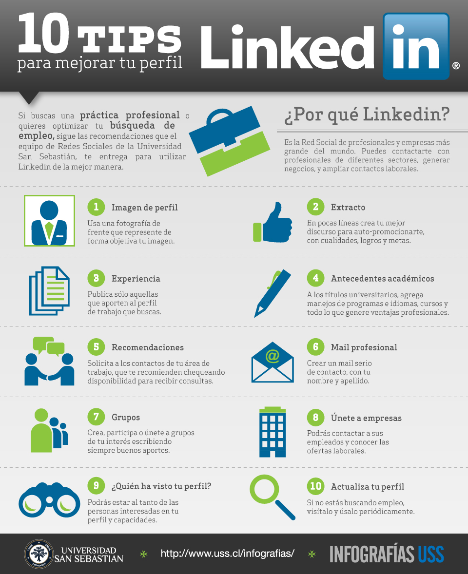 10 Consejos Para Mejorar Tu Perfil De Linkedin Infografia Infographic