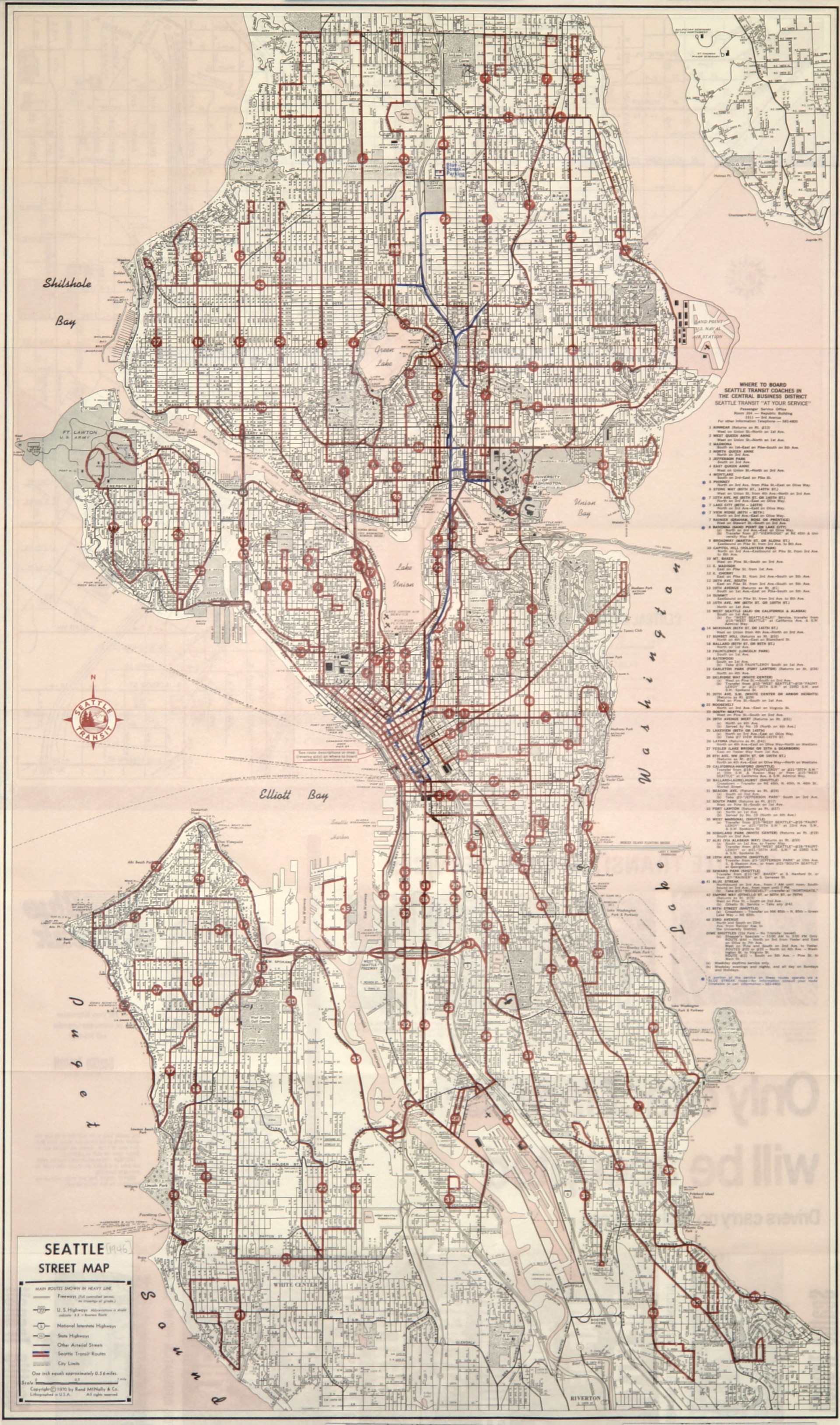 Transit Maps Historical Map Seattle Transit Coach Routes 1970