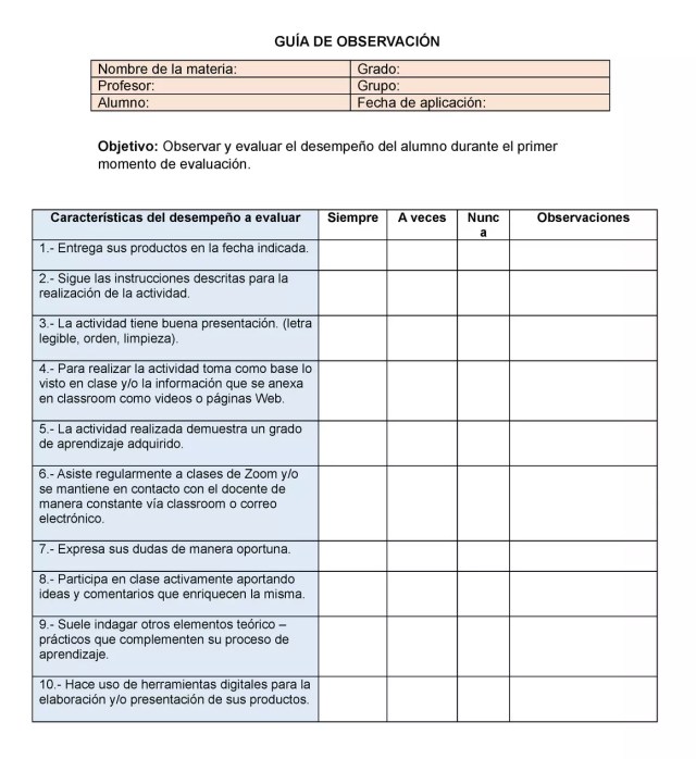 Como Usar La GuÍa De ObservaciÓn En Clases