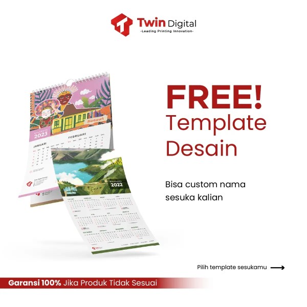 Custom Kalender Dinding Ukuran A3 Twin Digital