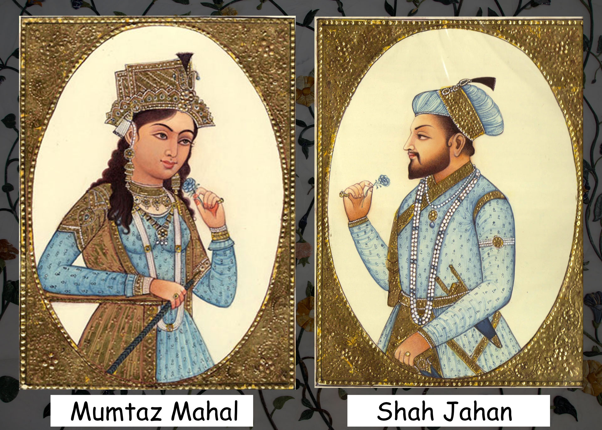 Shah Jahan And Mumtaz Mahal With Taj Mahal