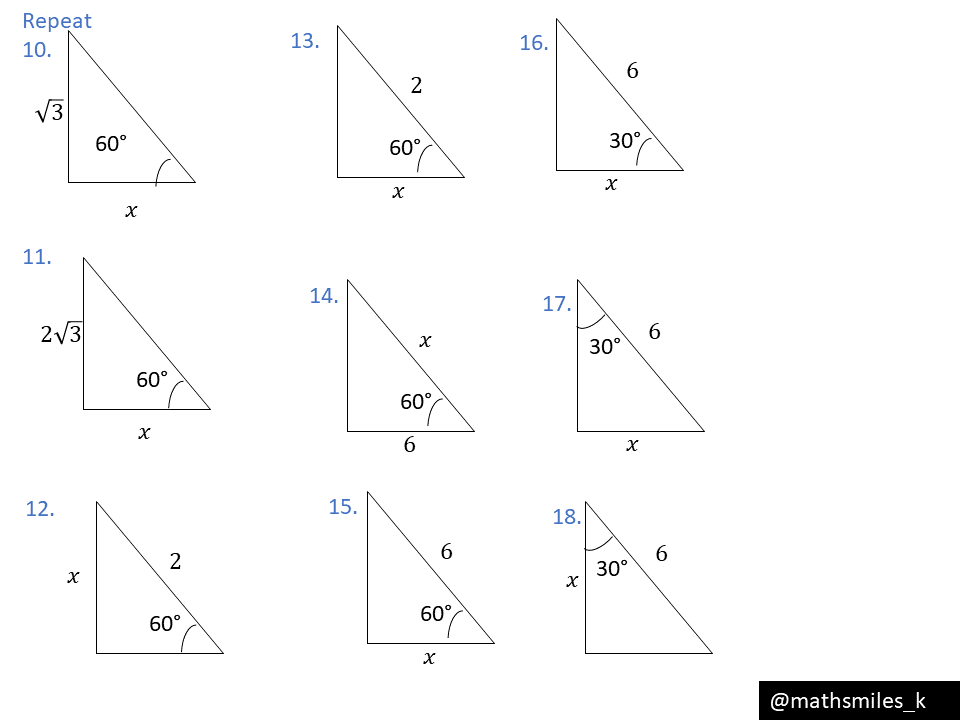 Trigonometry Exact Values Finding Sides Variation Theory