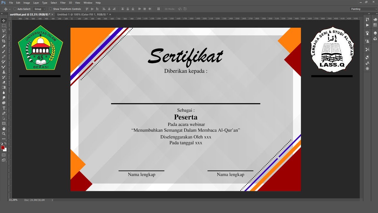 Cara Membuat Desain Sertifikat Sederhana Menggunakan Photoshop Mudah