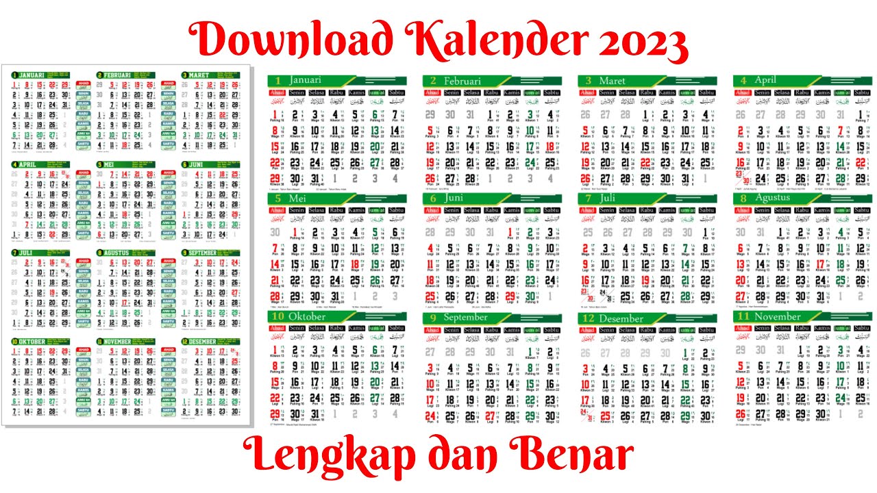 Desain Template Master Kalender 2023 Lengkap Hijriyah Dan Jawa Format