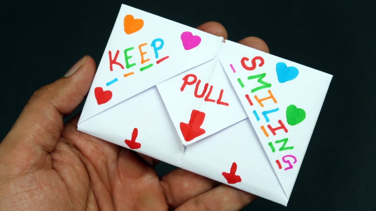 Diy Pull Tab Origami Envelope Card Letter Folding Origami Valentines