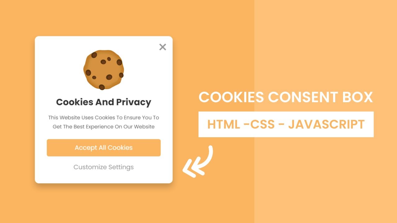 Create A Cookies Consent Popup Box Ui Design Using Html Css Javascript