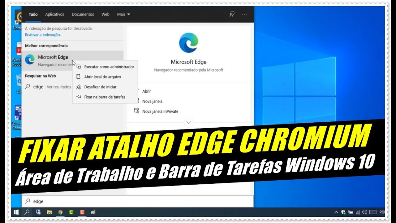 Como Colocar Atalho Do Microsoft Edge Chromium Na Area De Trabalho E