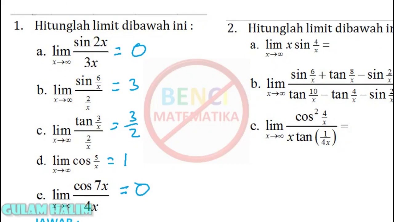 Cara Cepat Limit Tak Hingga Trigonometri Otosection