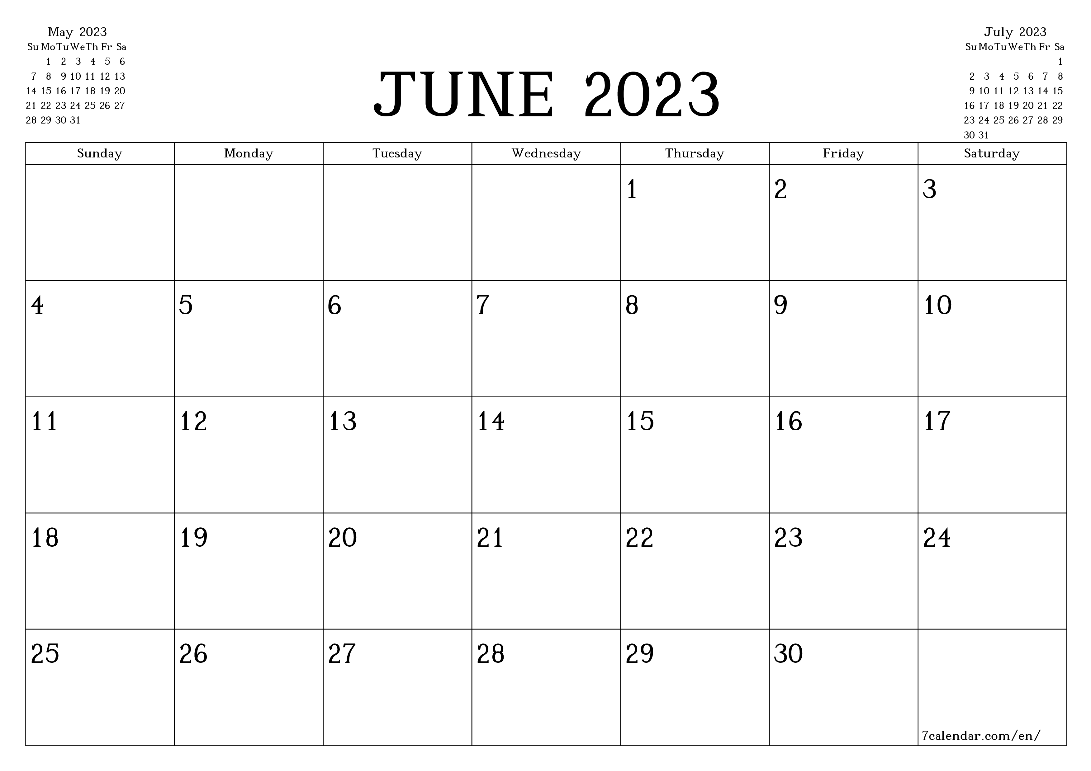 June 2023 Calendar Editable Free Print Calendar 2023