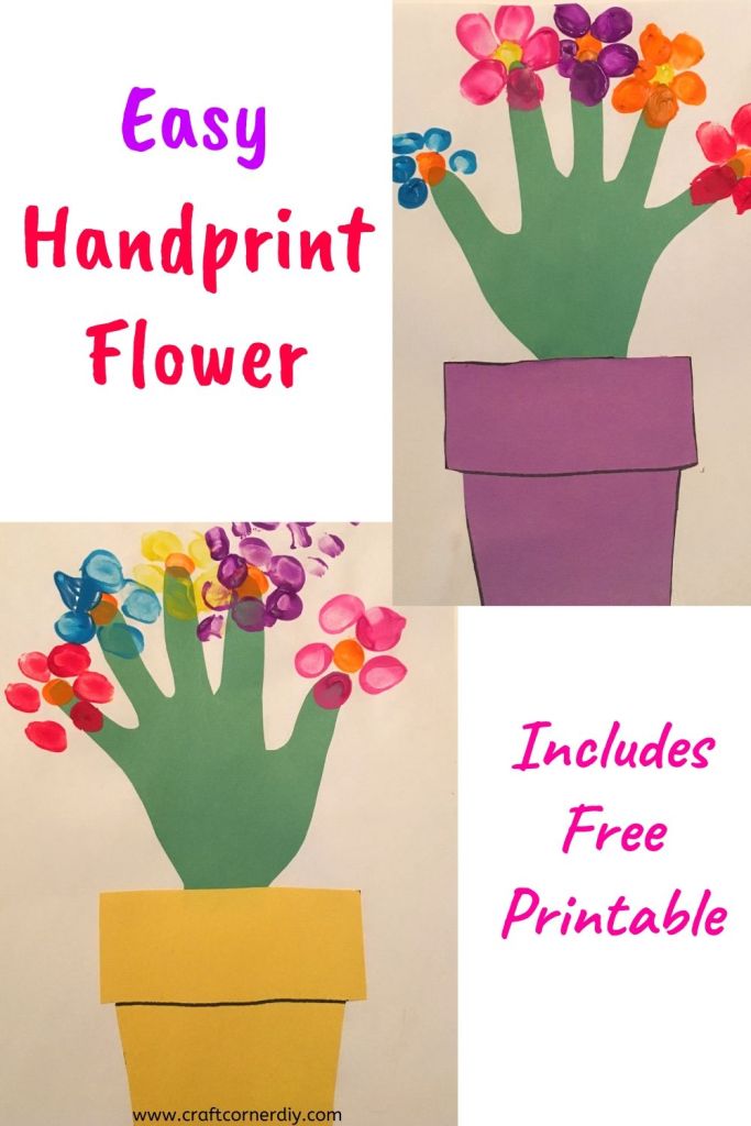 Handprint Flower With Flower Pot Craft Craft Corner Diy