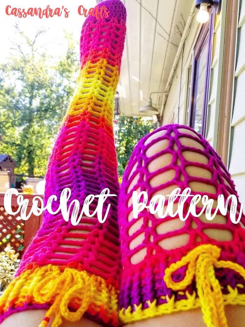 Crochet Thigh High Sock Pattern By Cassandras Crafts 1 Crochet Envy