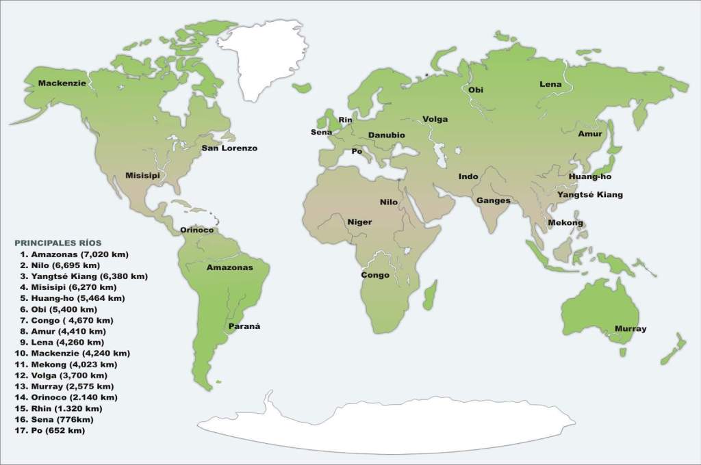 DistribuciÓn De Los Principales RÍos Y Lagos Del Mundo Y De MÉxico