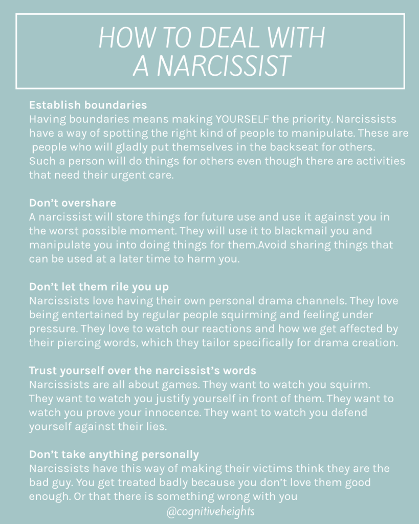 10 Strategies For Dealing With A Narcissist Cognitive Heights