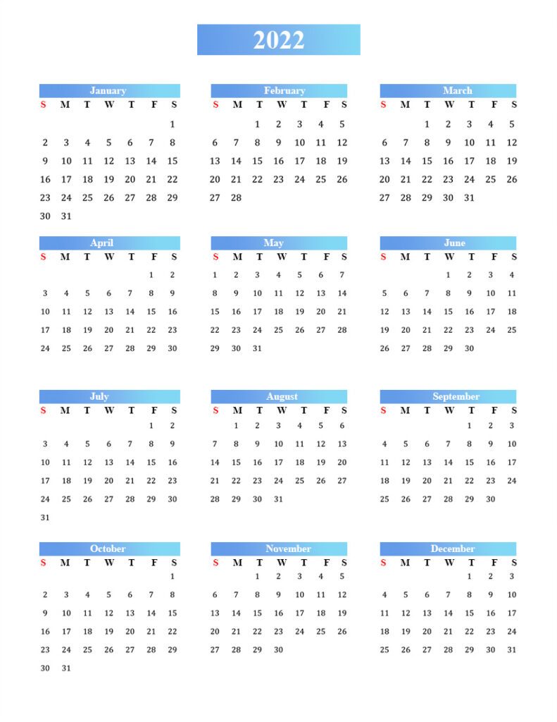 Free Blank Calendar 2022 Template In Pdf A4 Size 2022 Calendars