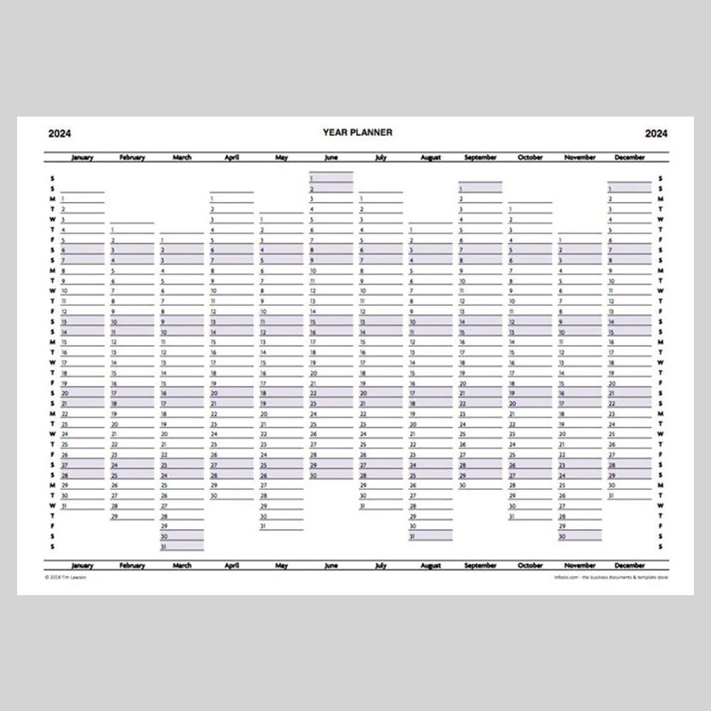 2024 Calendar Pdf Word Excel Printable Paper Download Yearly Annual