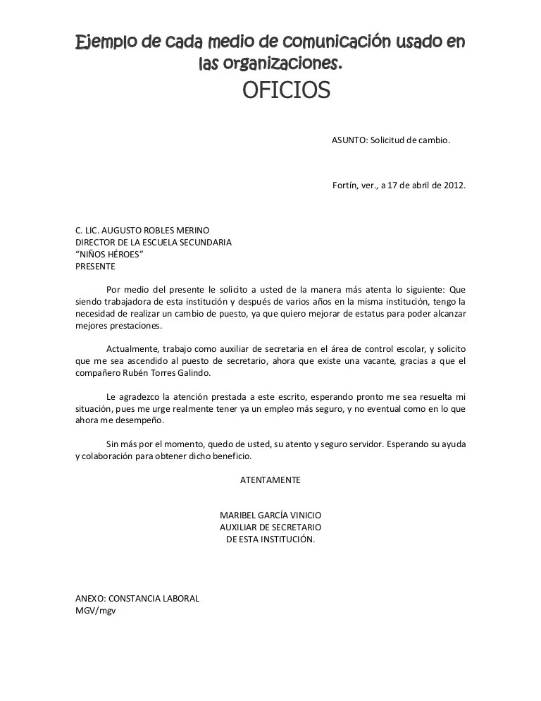 Ejemplo De Oficio Con Atencion