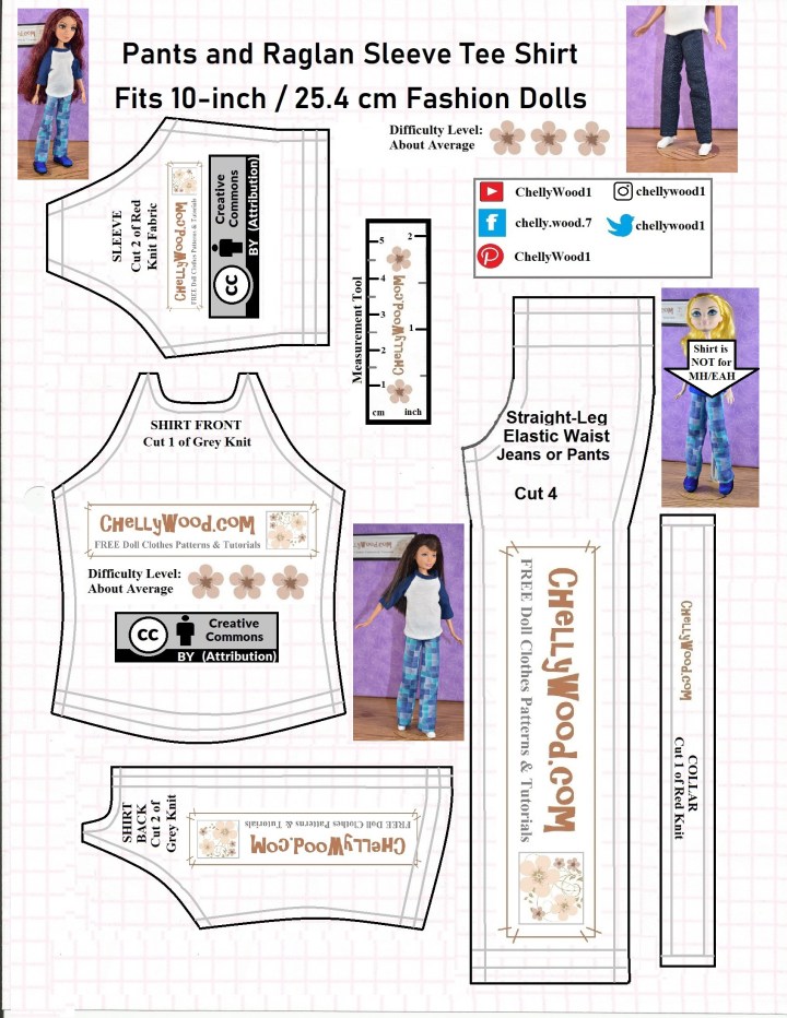 Sew A Raglan Sleeve T Shirt For 10 Inch Dolls Like Skipper Wfree