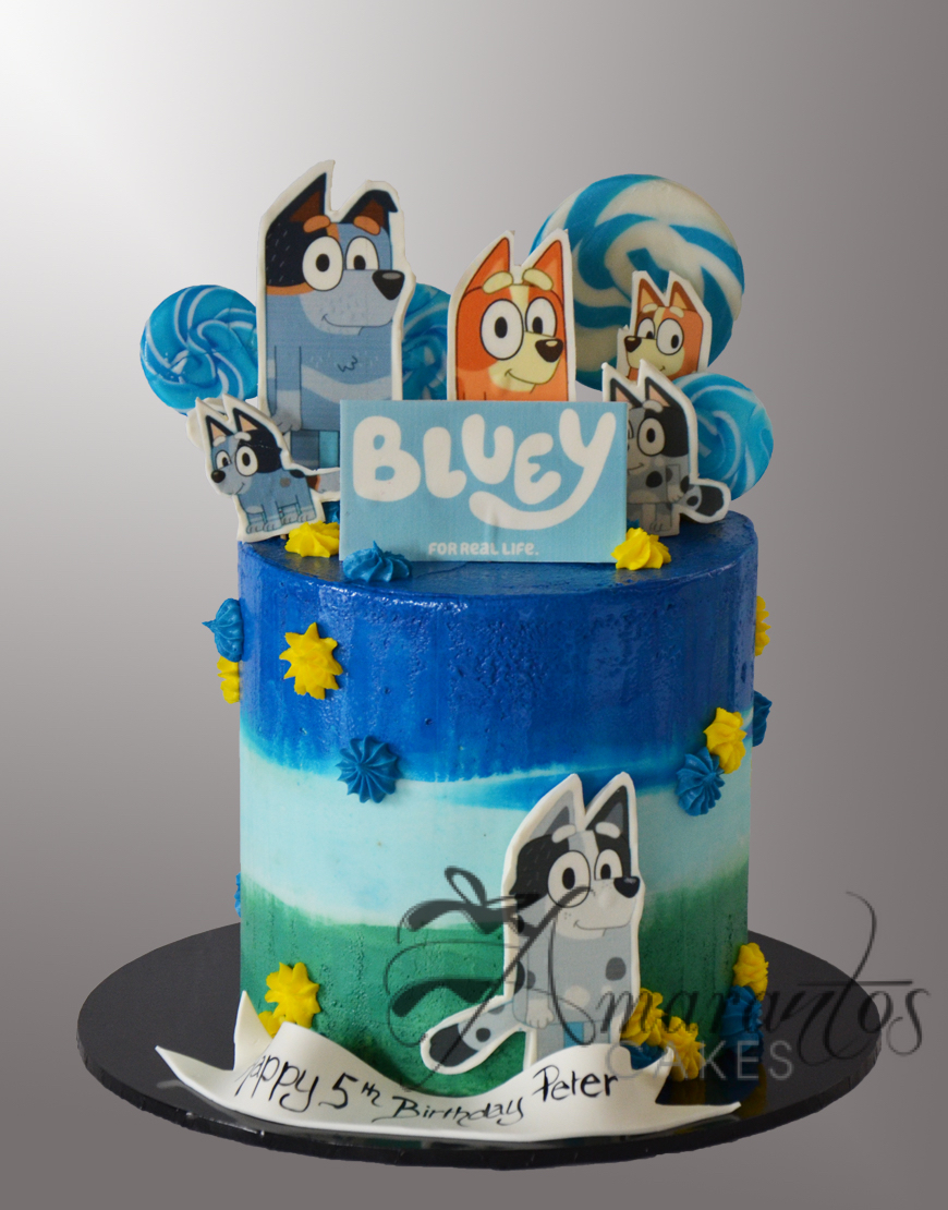 Two Tier Bluey And Bingo Cake Ac545 Amarantos Cakes Melbourne