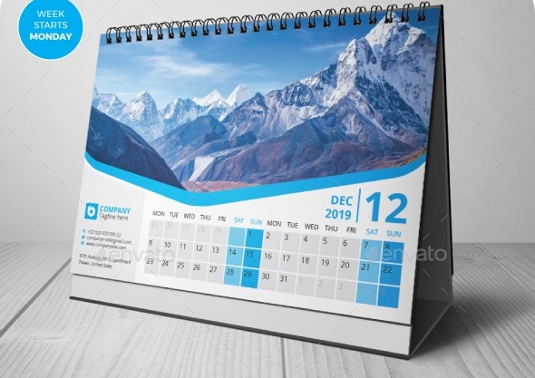 Template Desain Kalender Meja 2019 Psd Ai Indesign Id