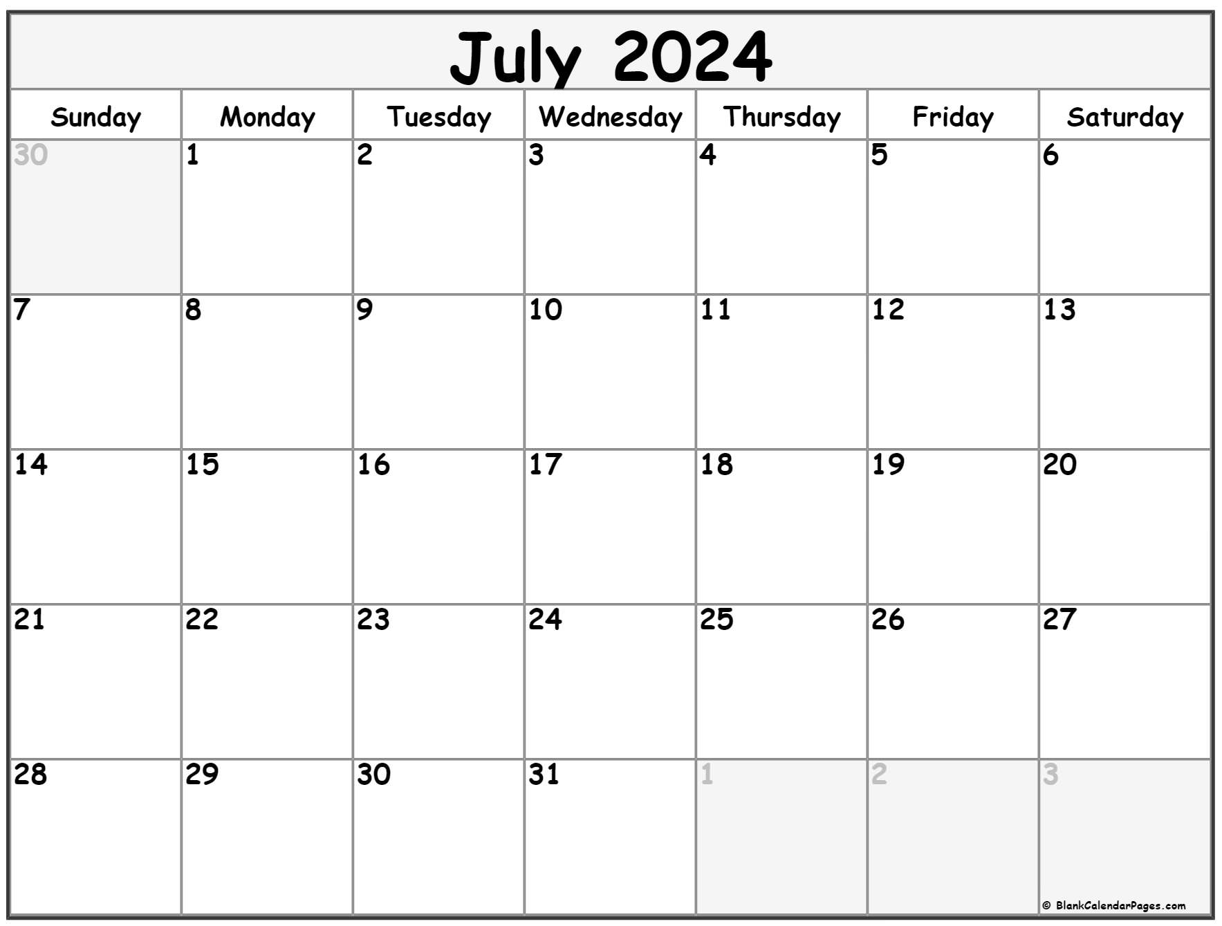 Blank Calendar Pages July 2023 Printable Free Pelajaran