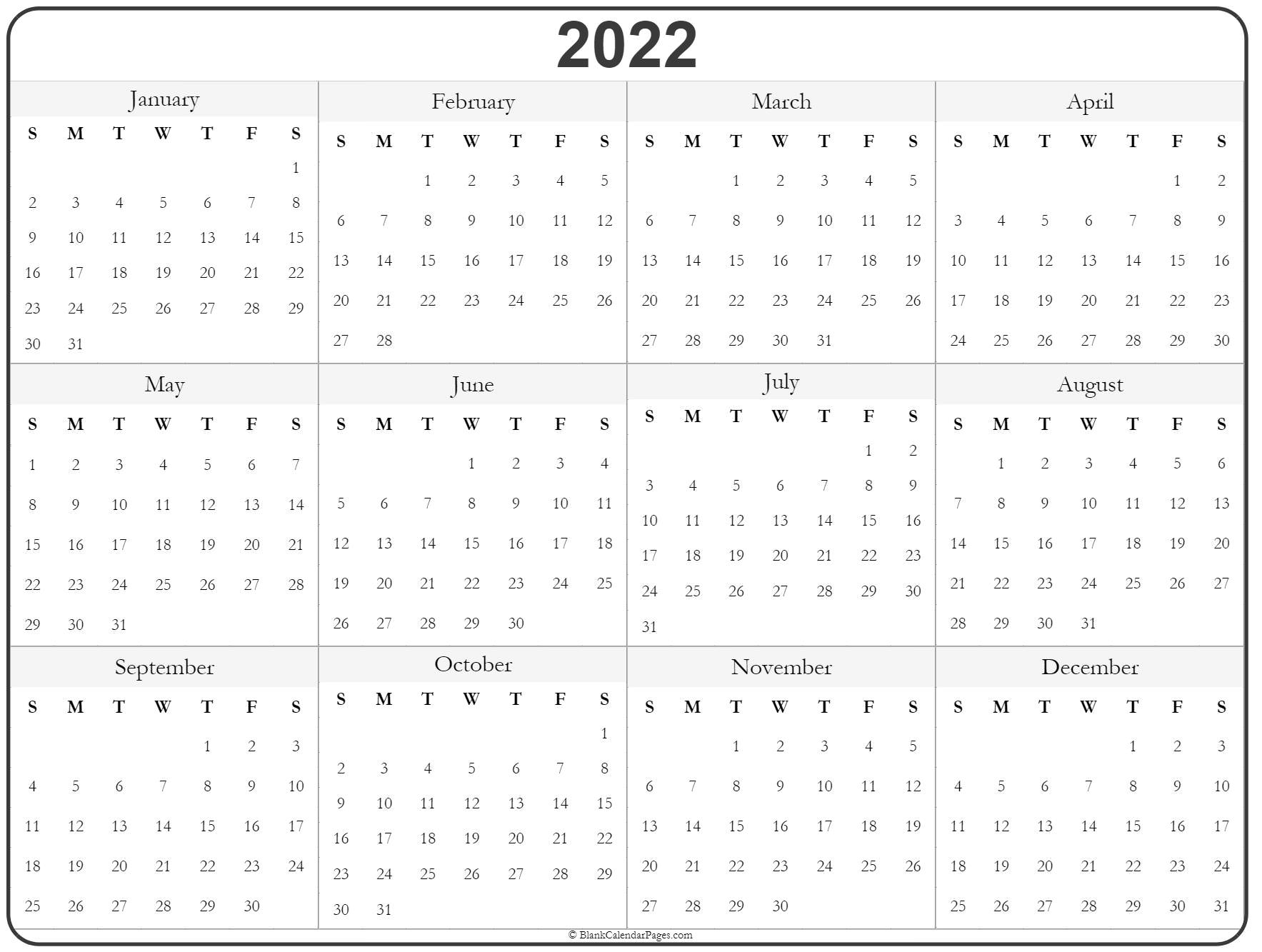 2022 One Page Calendar Printable 6 Templates Free Printable Porn Sex