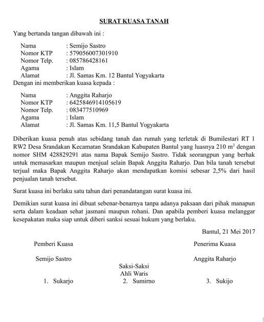 Contoh Surat Pernyataan Memberi Kuasa 7 Contoh Surat Kuasa Beserta