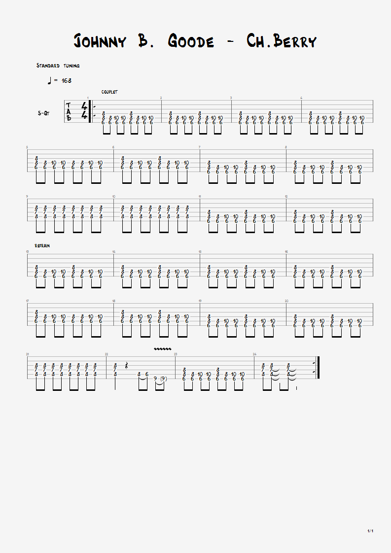 Johnny B Goode Guitar Chords Sheet And Chords Collection