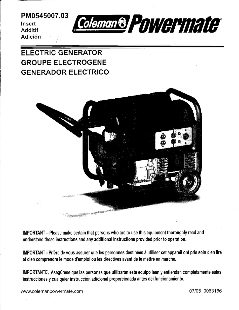 Coleman Powermate 6250 Generator Wiring Diagram