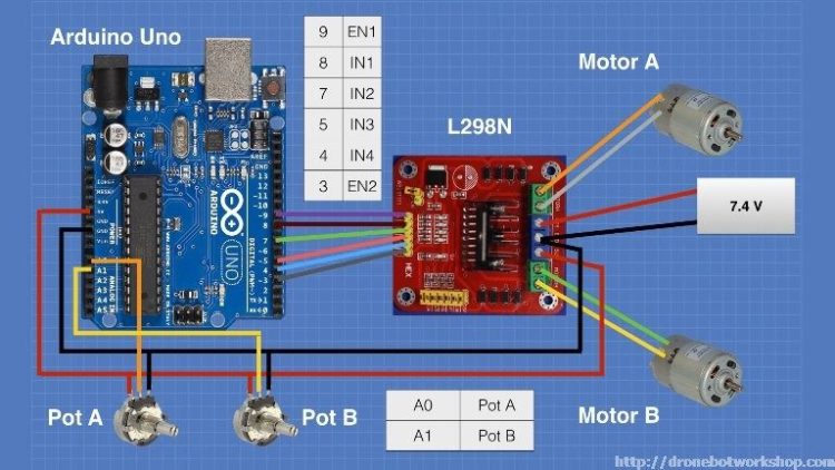 Controlling Dc Motors With The L298n Dual H Bridge And An Arduino