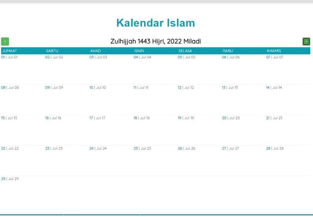 Tarikh Masihi Ke Hijrah Kalendar Islam 2023 Takwim Bulan Hijrah 1444