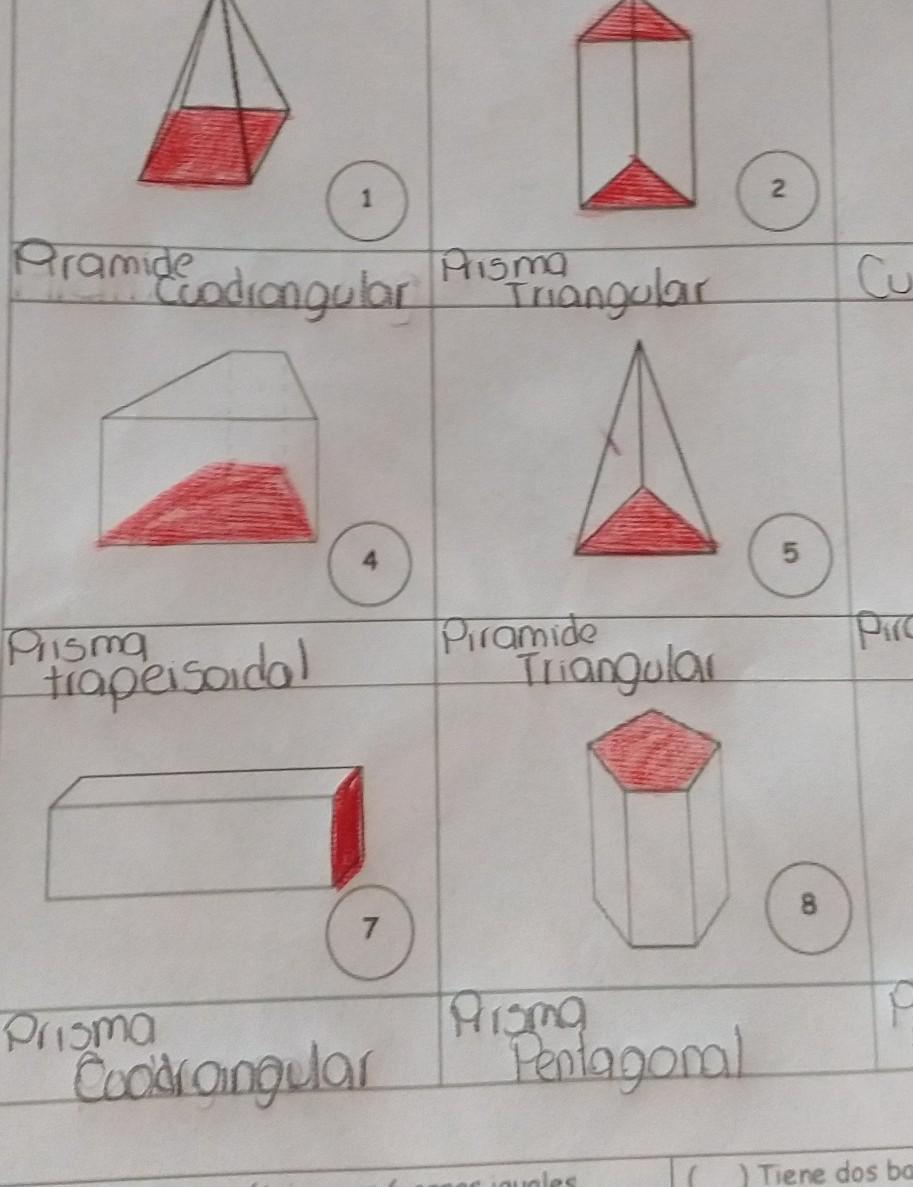 Identifica Los Elementos De Un Prisma Y De Una Pirámide Y Escribe Los