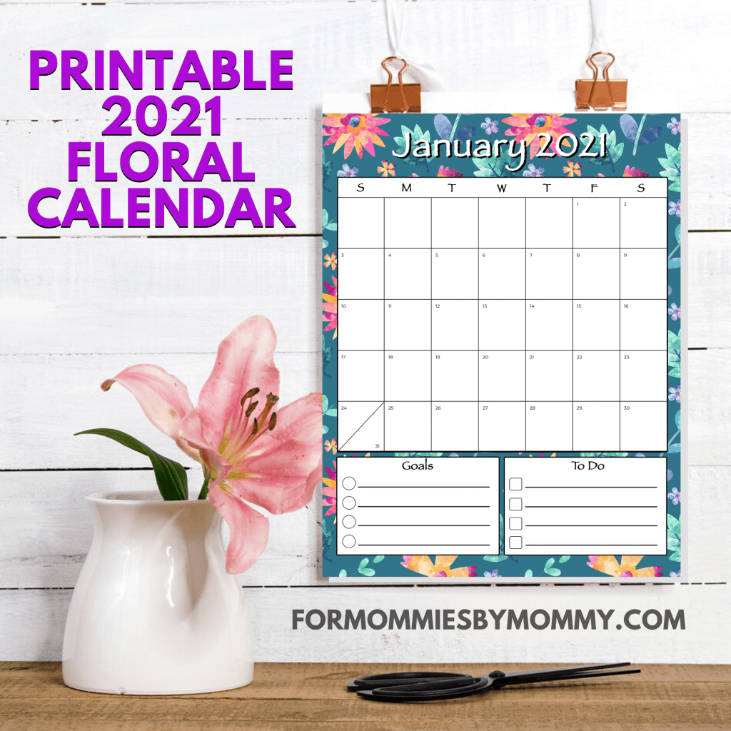 Free Printable 2021 Floral Calendar