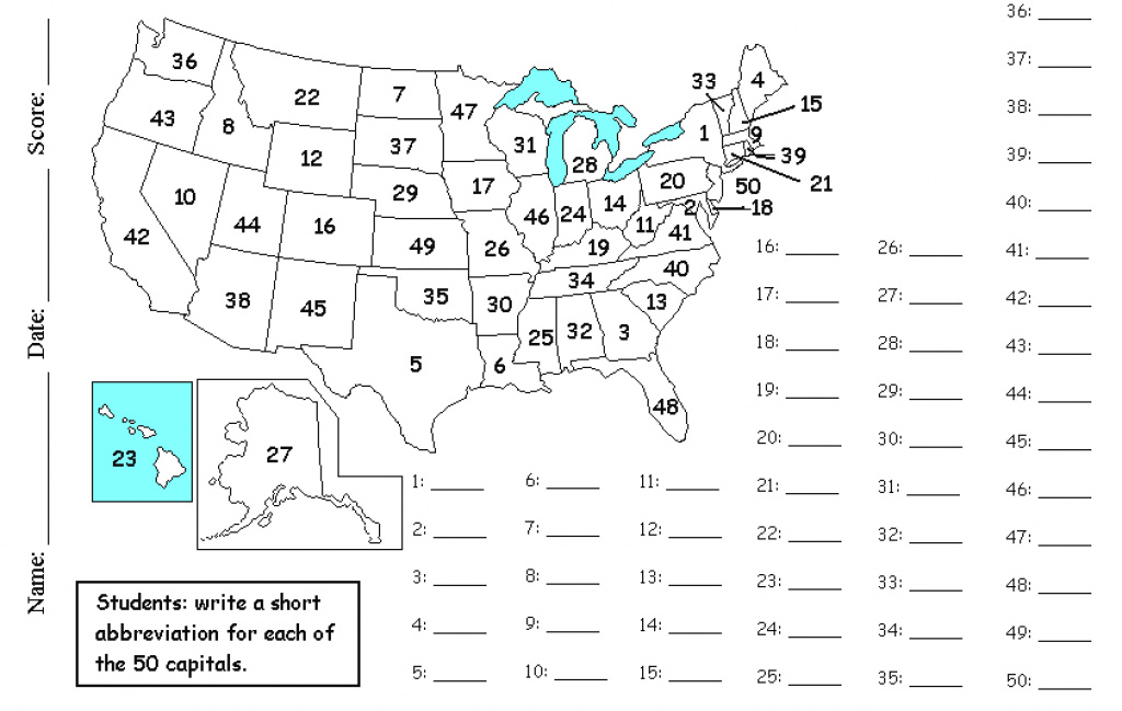 10 Luxury Printable Map Of 50 States And Capitals Usa