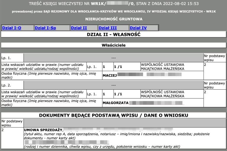 Dane Właściciela Nieruchomości W Księdze Wieczystej Lex