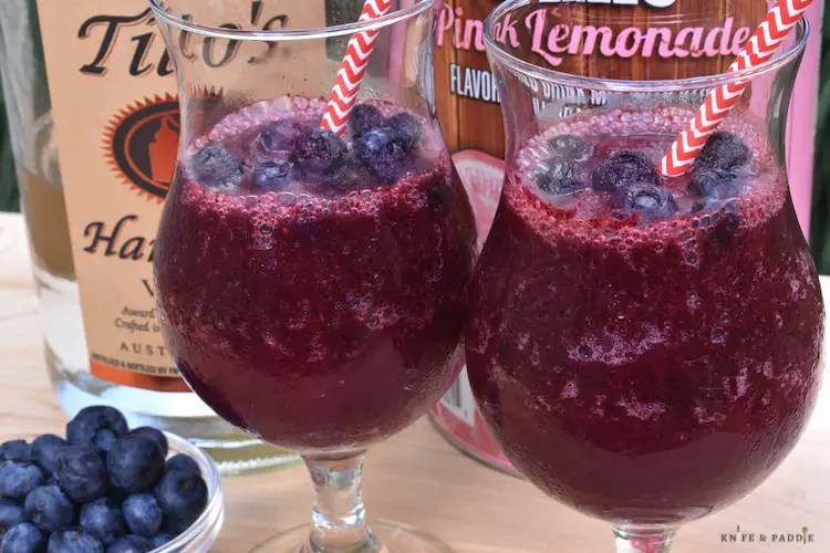 Boozy Blueberry Lemonade Slushie •