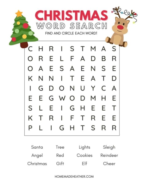 Free Christmas Word Search Printable Homemade Heather