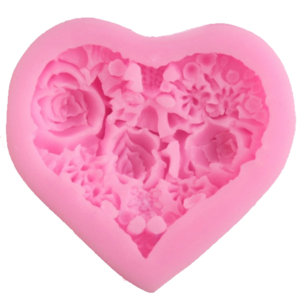 Silicone Mould Heart Shaped With Internal Roses Horoeka House Ltd