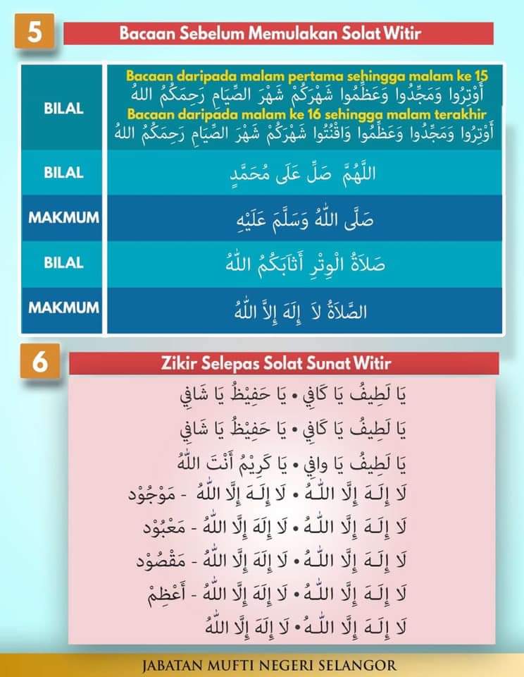 Wirid Solat Witir Panduan Bacaan Bilal Solat Terawih Witir V07 Pdf