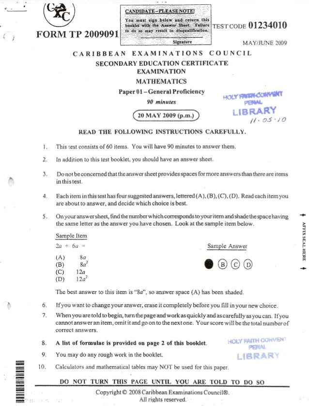 Csec Maths Paper 1 Past Papers Hot Sex Picture