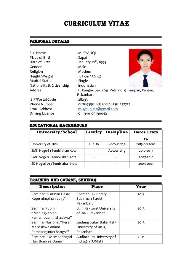 Contoh Cv Lamaran Kerja Magang Contoh Cv Saya Doakan Agar