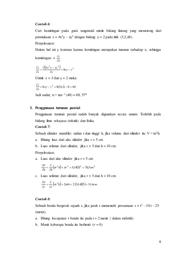 Contoh Soal Aplikasi Turunan Dalam Fisika Type File Doc Contoh Soal