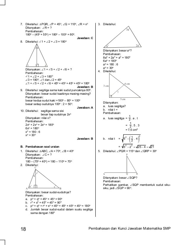 Soal Matematika Kelas 7 Segitiga Dan Segiempat Studyhelp