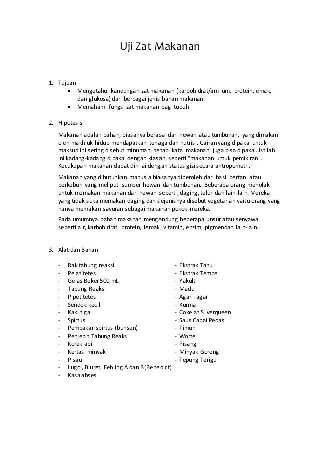 Laporan Praktikum Uji Zat Makanan Meteor