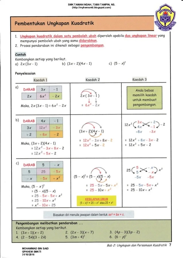 Form 5 Formula Matematik Spm Formula Matematik Pt3 Rumus Tingkatan 1