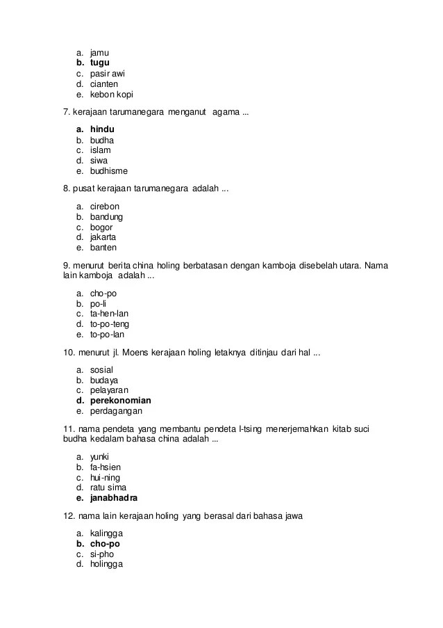 Contoh Soal Sejarah Kelas 12 Ilmu