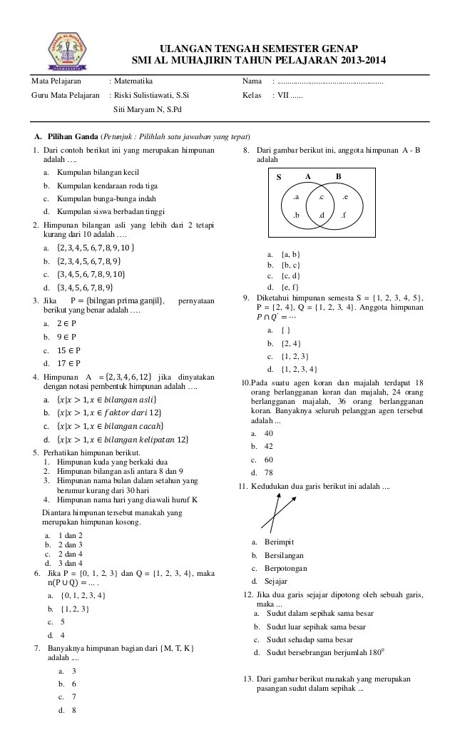 Soal Pts Kelas 7 Semester 2 Homecare24