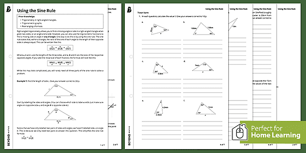 Sine And Cosine Rule Worksheet Ks4 Sine And Cosine Rule Working With