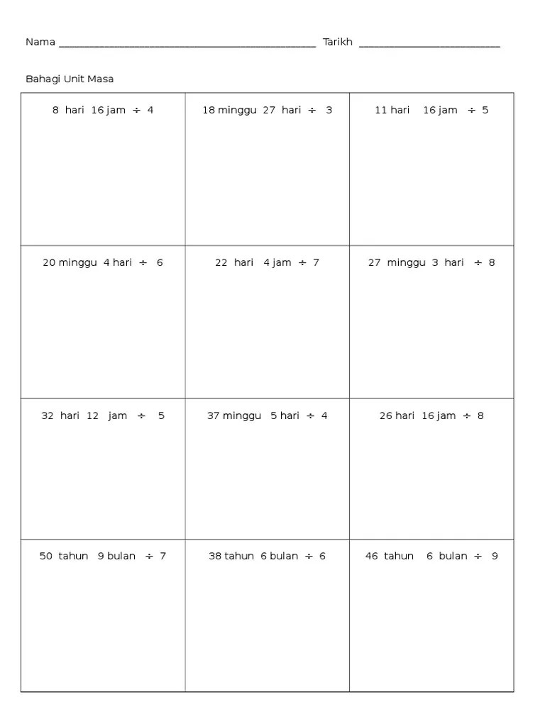 Latihan Bahagi Tahun 4 Matematik Tahun 4 Bahagi Dengan Nombor 2 Digit